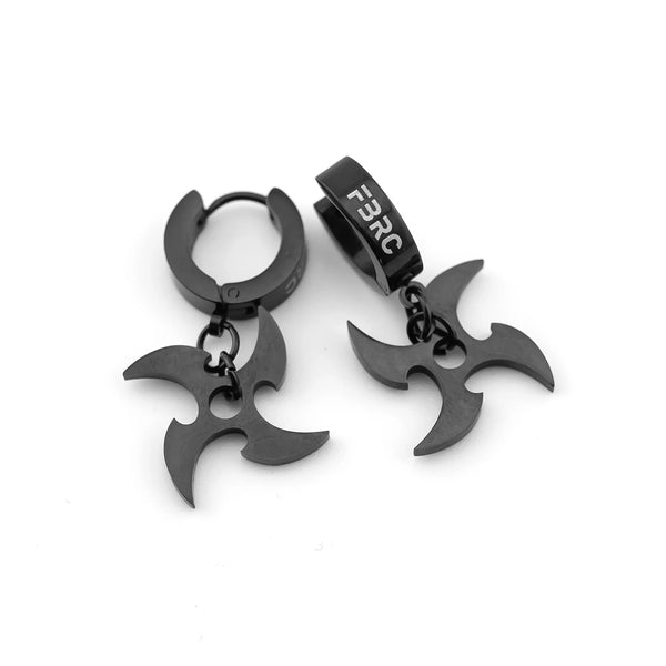 SRK-02C Black Shuriken Earrings - Fabric of the Universe
