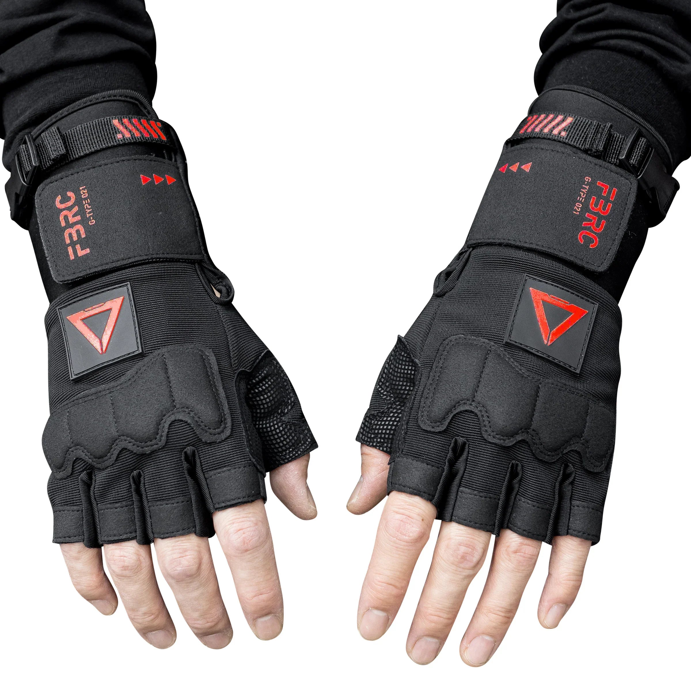G-Type 021 Black Red Gauntlet Gloves - Fabric of the Universe