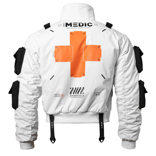 Medic White Short Bomber Jacket - Fabric of the Universe