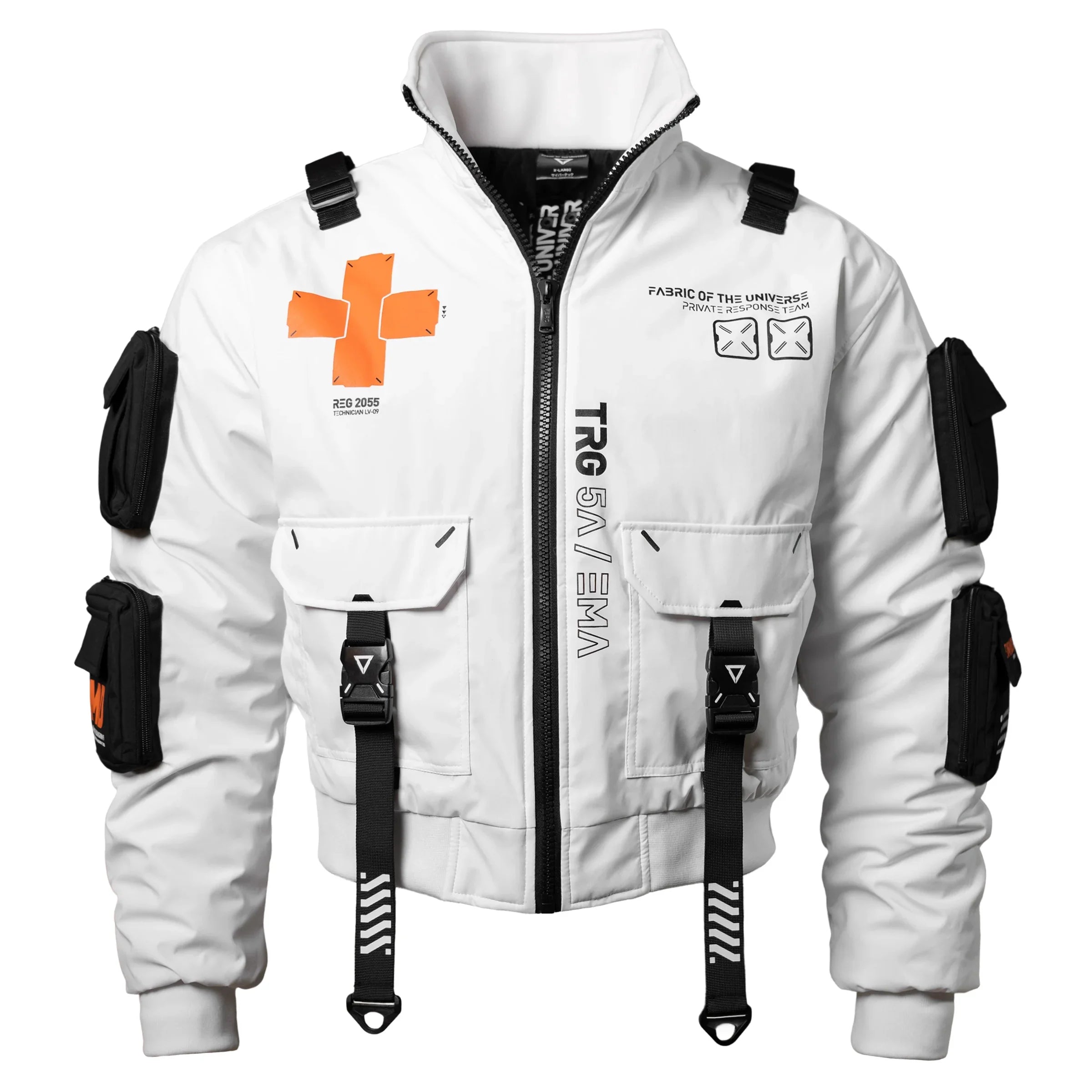 Medic White Short Bomber Jacket - Fabric of the Universe