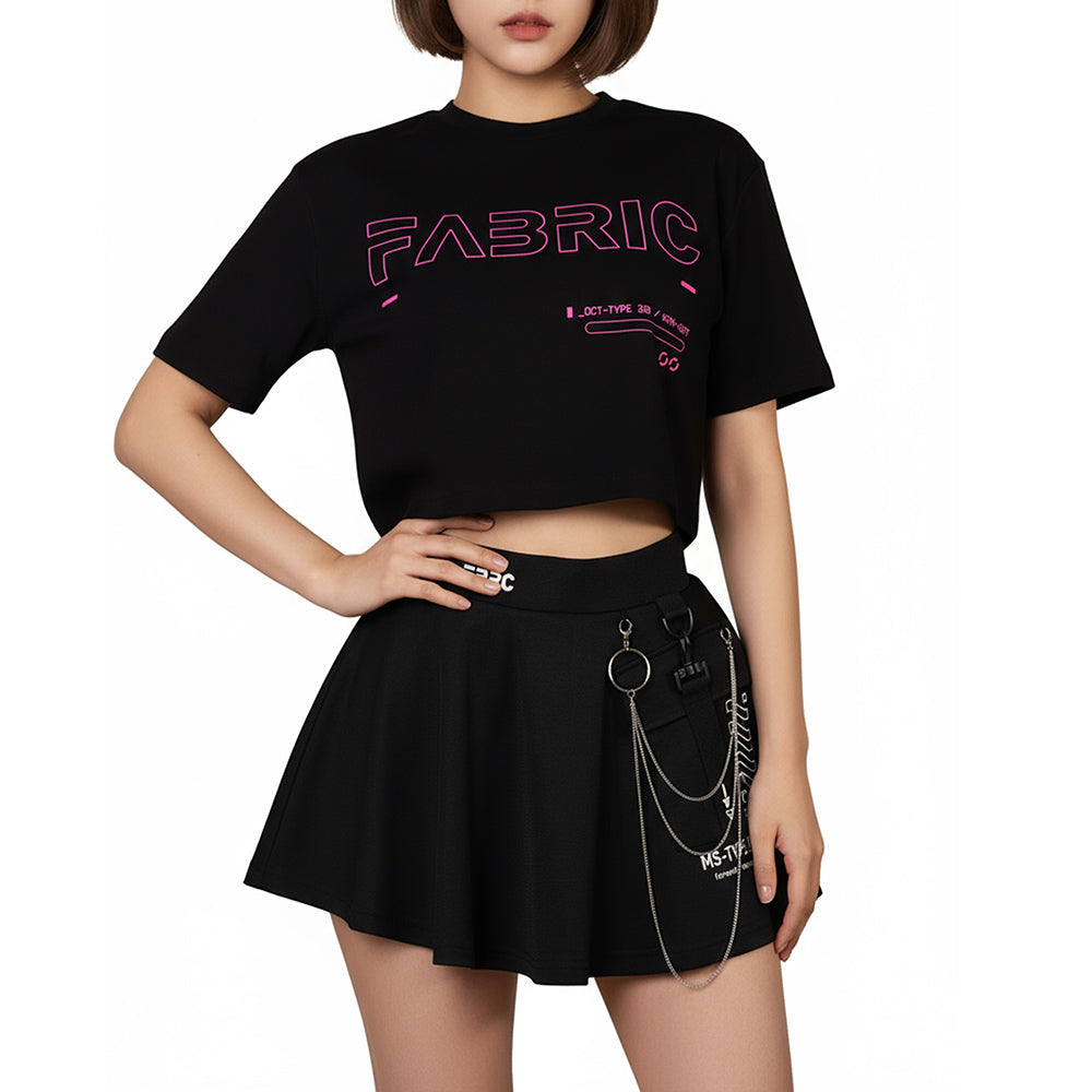 Black And Pink Crop Top