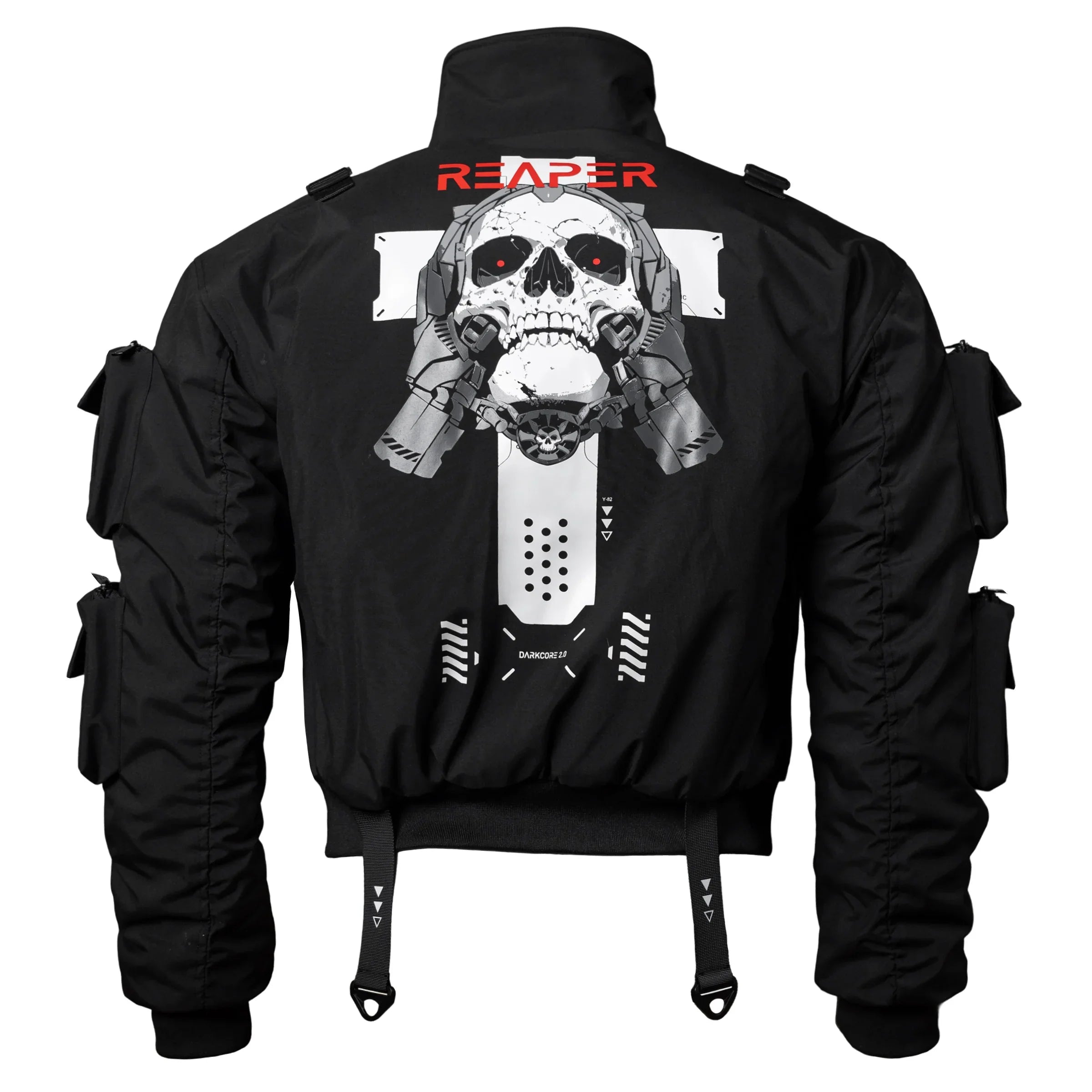 Reaper Black Short Bomber Jacket - Fabric of the Universe