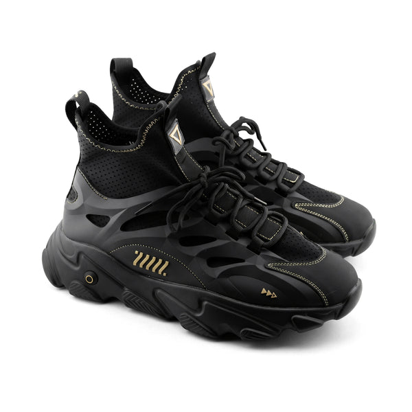 SN-Type 02C Black Gold Sneakers - Fabric of the Universe