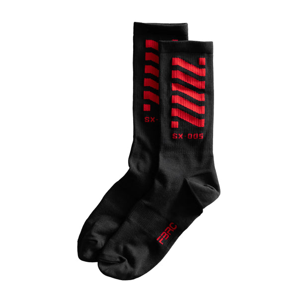 SX-005 Black Red Crew Socks - Fabric of the Universe