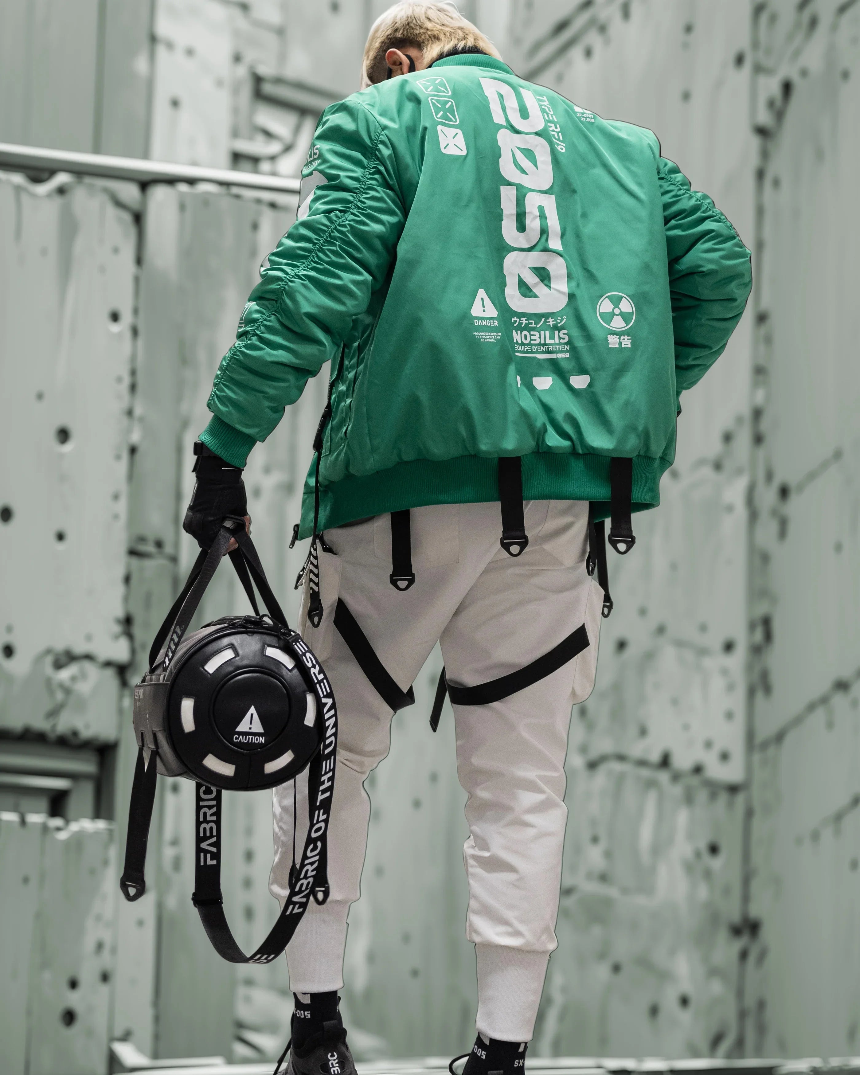 Y-2050 Green Bomber Jacket - Fabric of the Universe