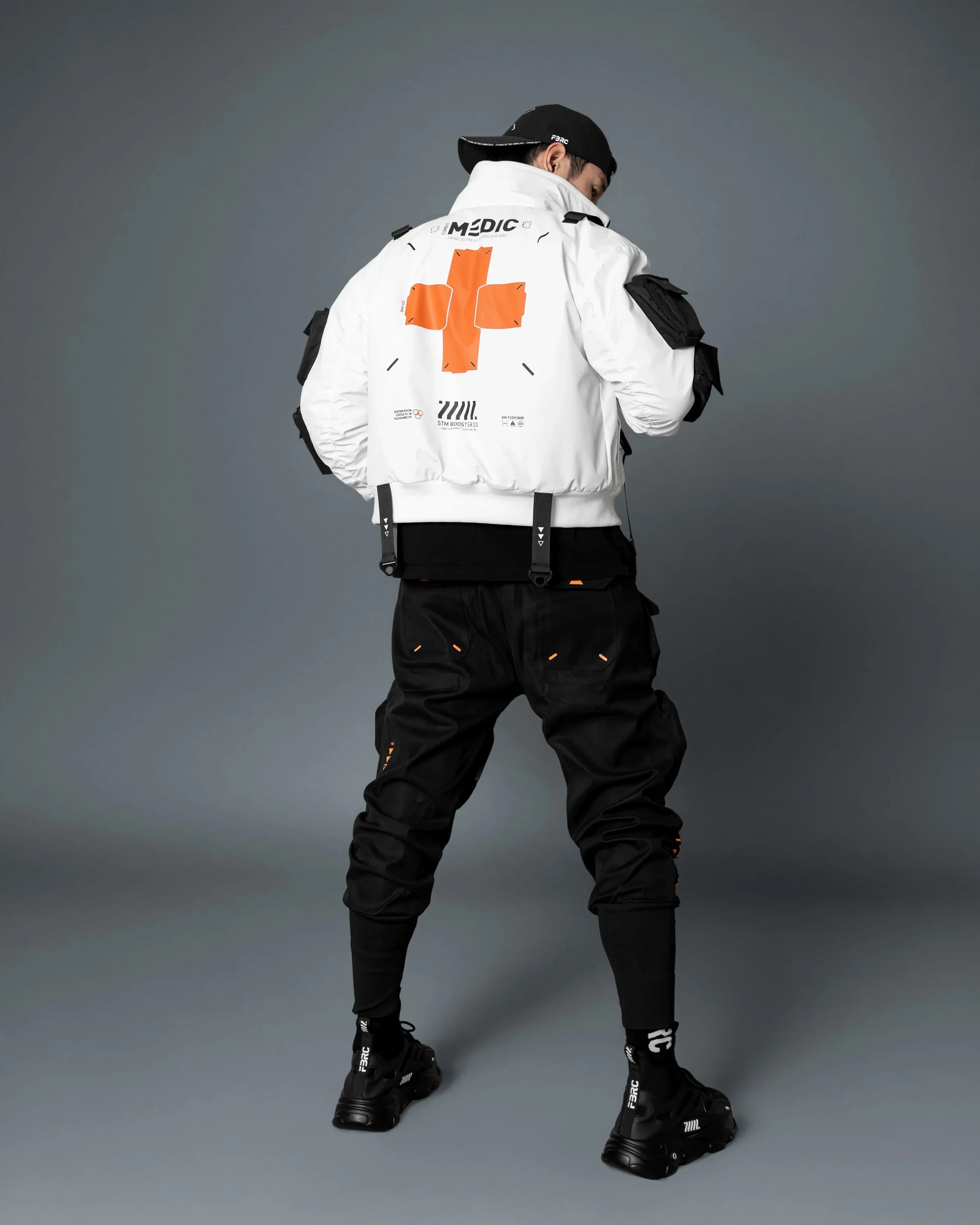 Medic White Short Bomber Jacket - Fabric of the Universe