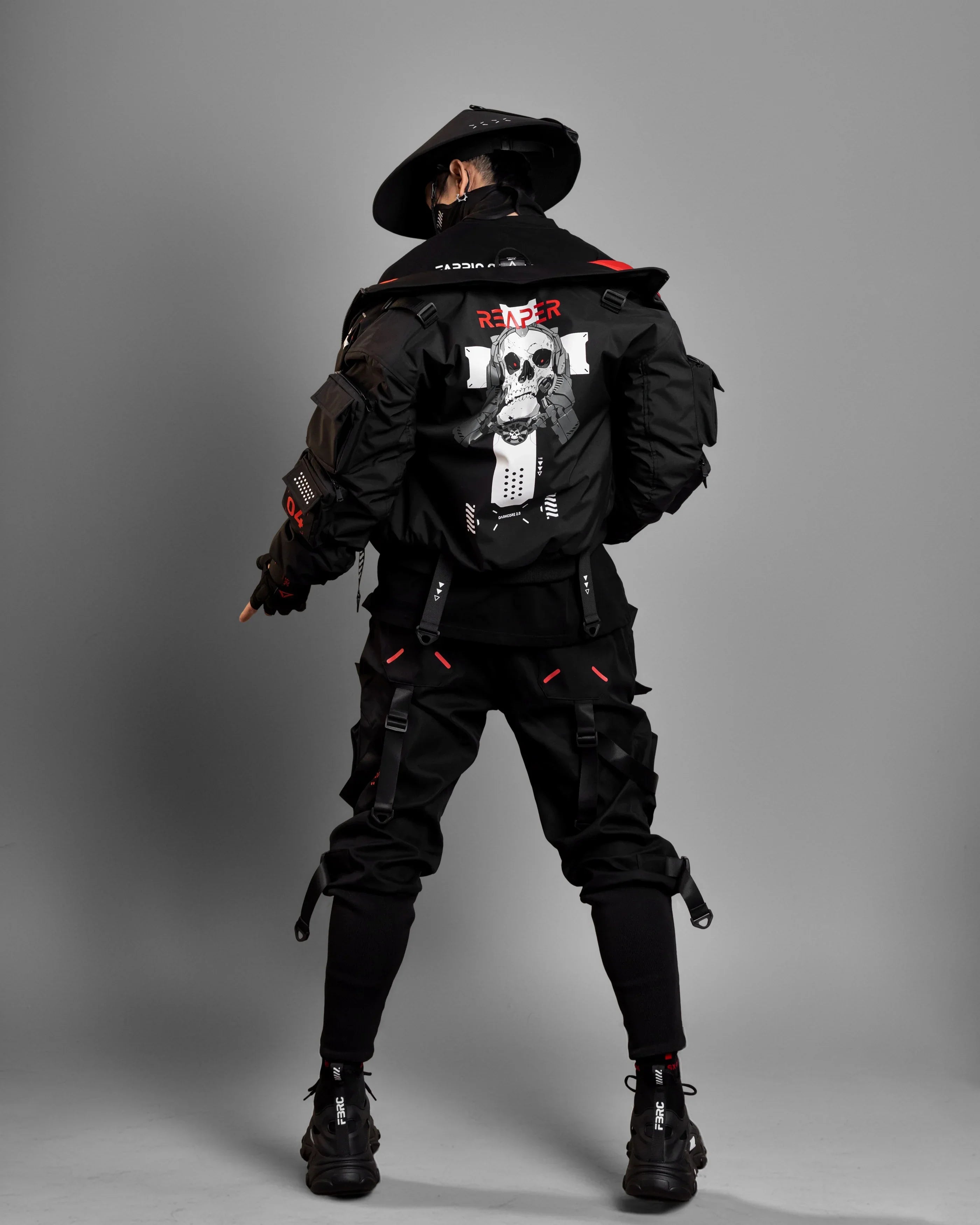 Reaper Black Short Bomber Jacket - Fabric of the Universe