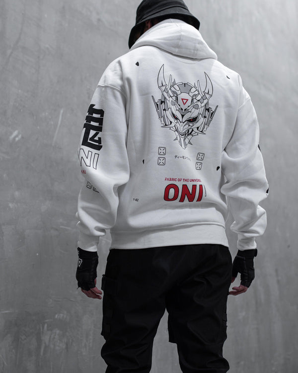 Fabric of the Universe ONI White Techwear Hoodie