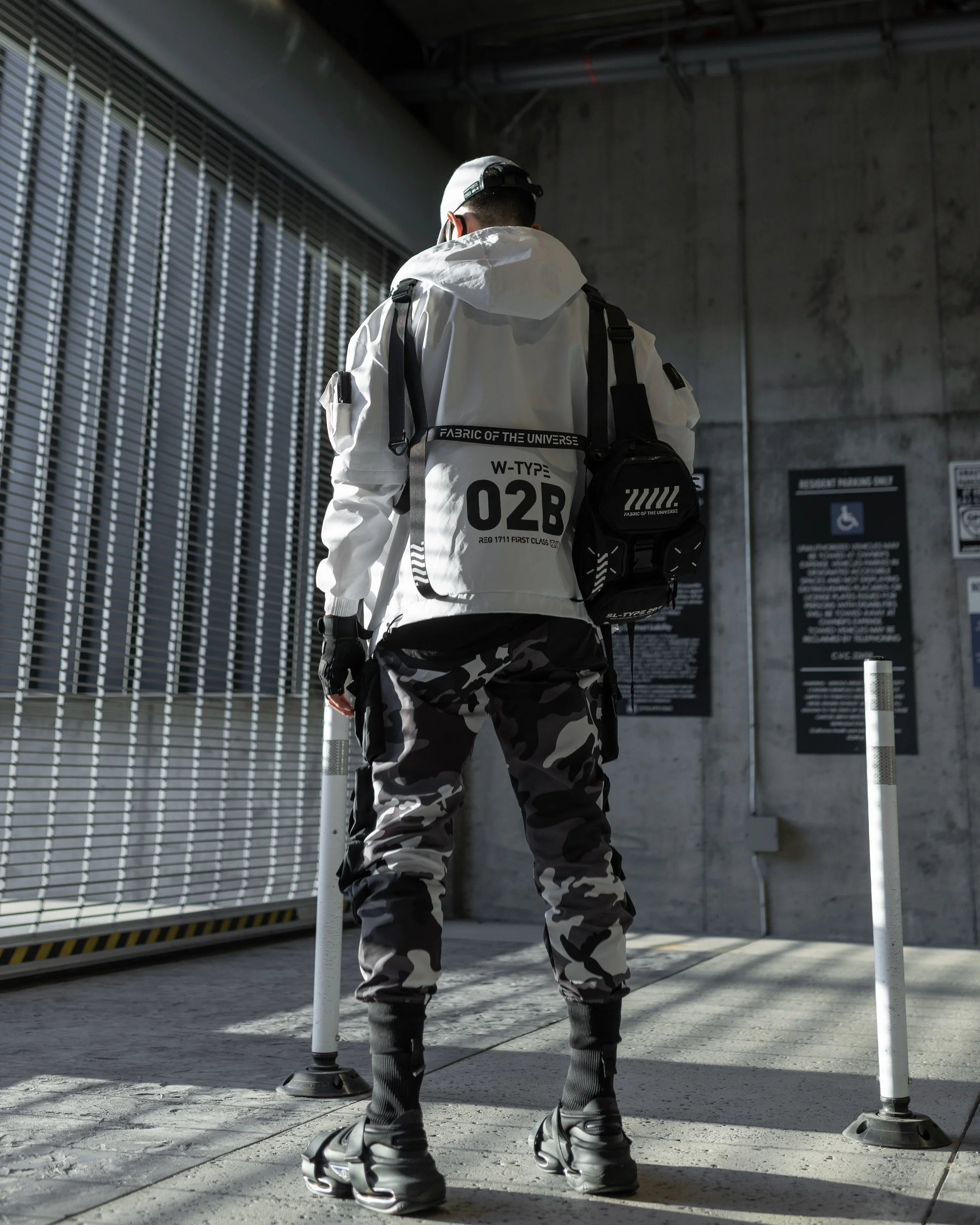 W-Type 02B White Windbreaker - Fabric of the Universe