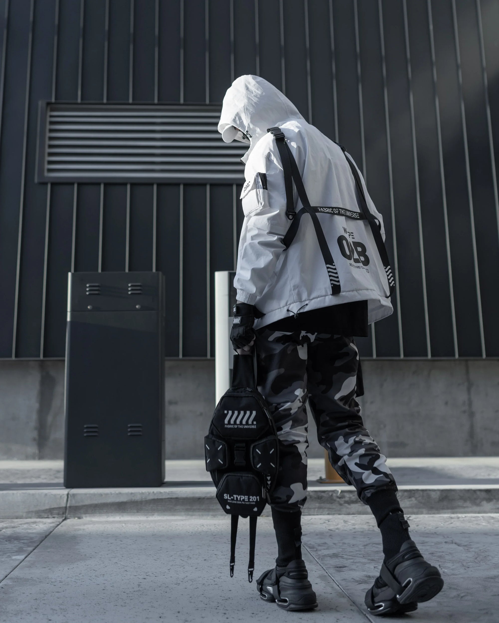 W-Type 02B White Windbreaker - Fabric of the Universe