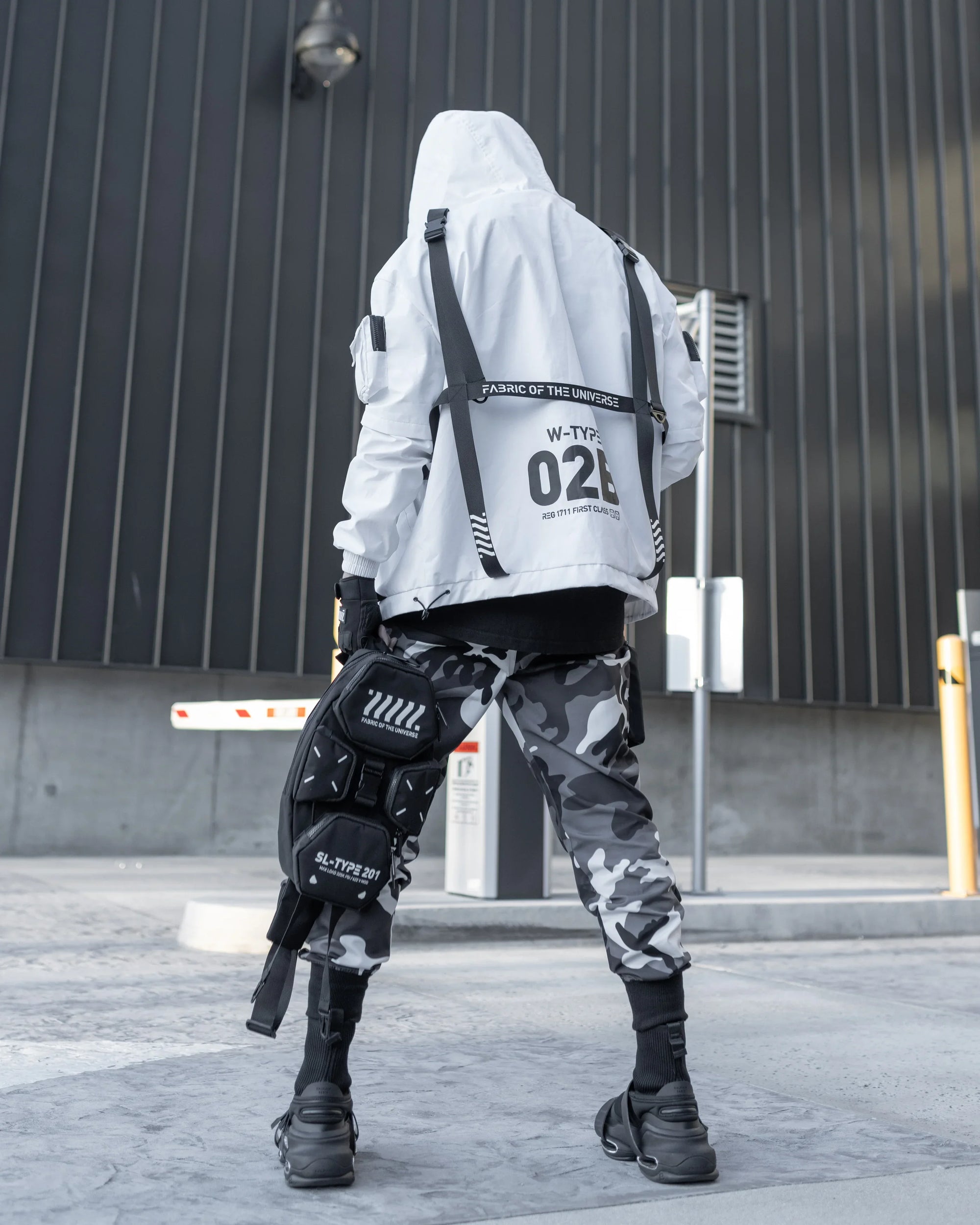 W-Type 02B White Windbreaker - Fabric of the Universe