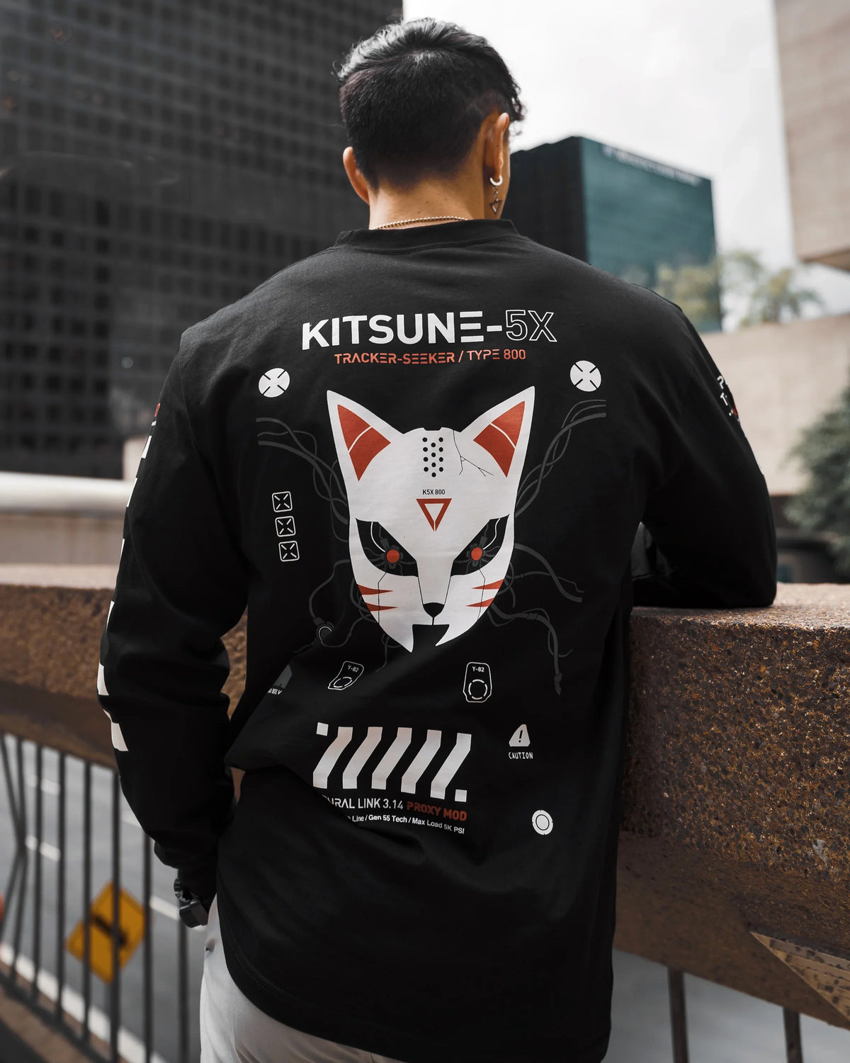 Kitsune-5X Black Long Sleeve T - Fabric of the Universe
