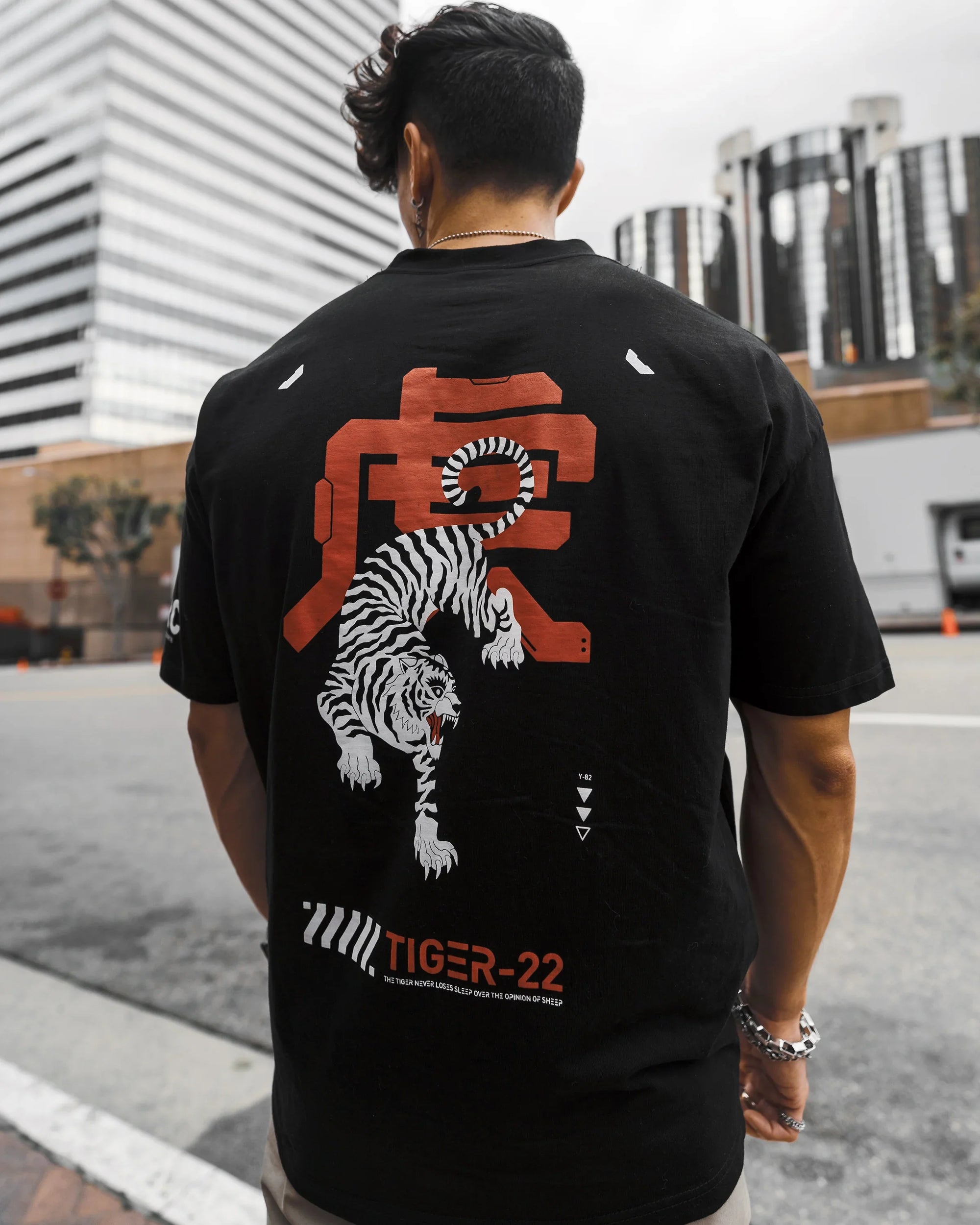 Tiger-22 Black Oversized Short Sleeve T - Fabric of the Universe