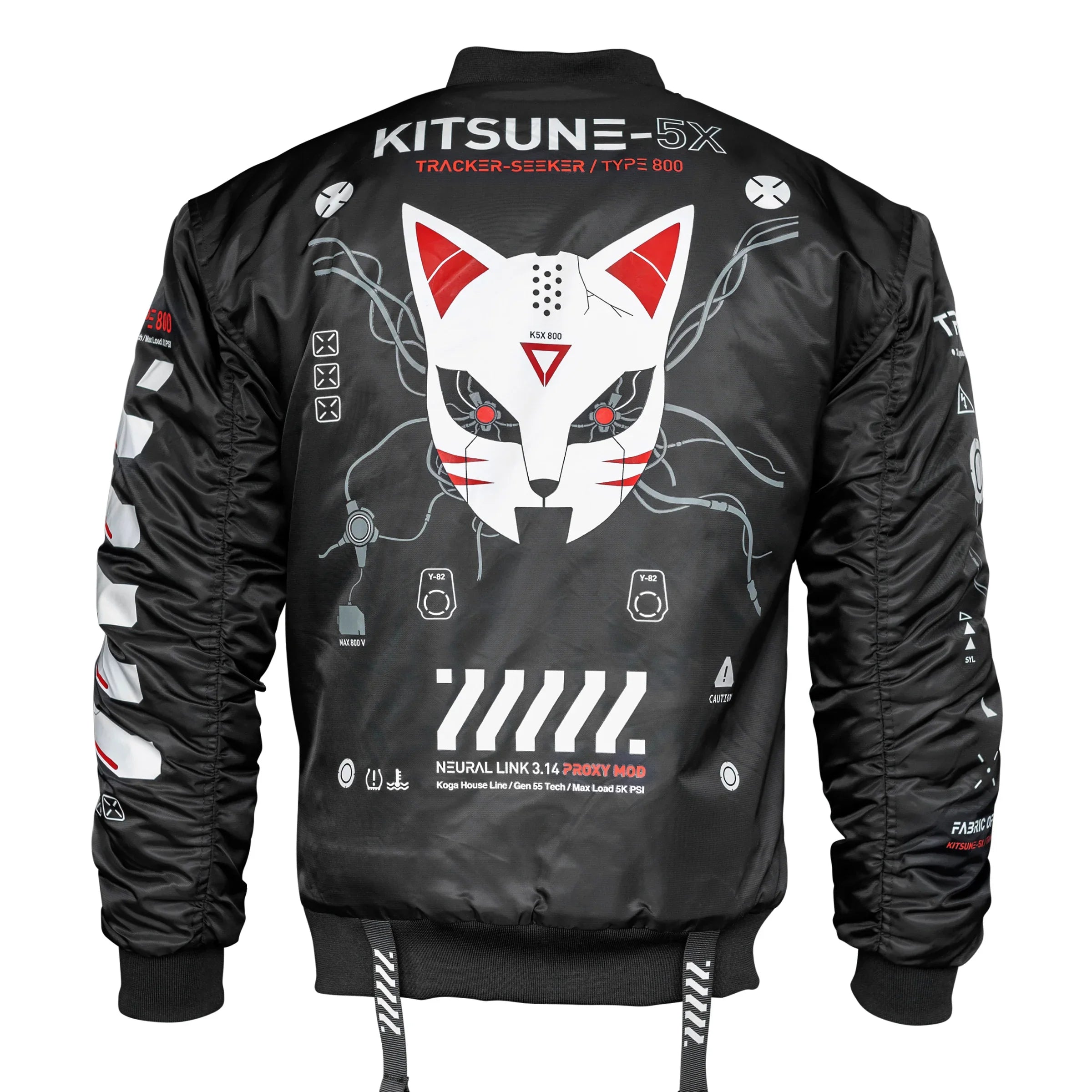 Kitsune-5X Black Bomber Jacket - Fabric of the Universe