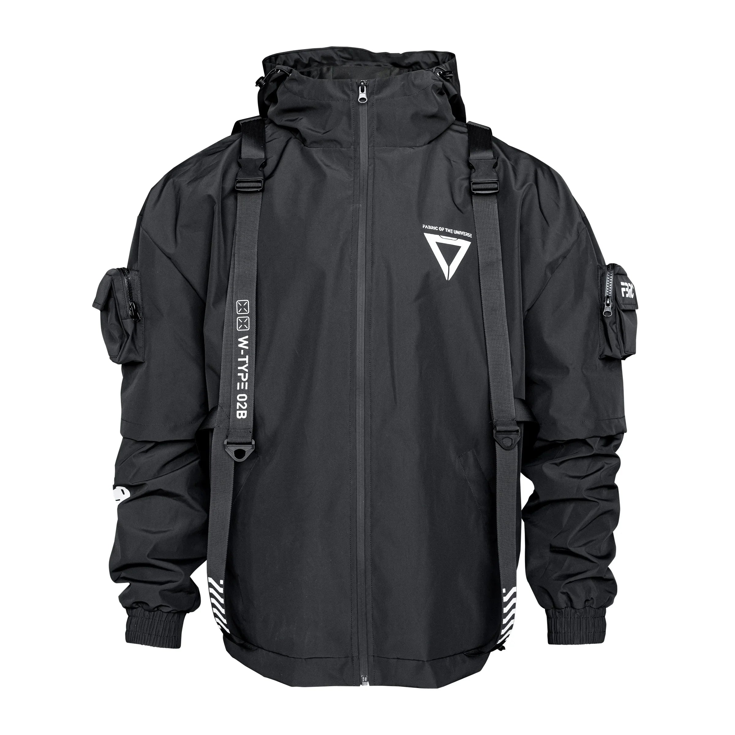 W-Type 02B Black Windbreaker - Fabric of the Universe